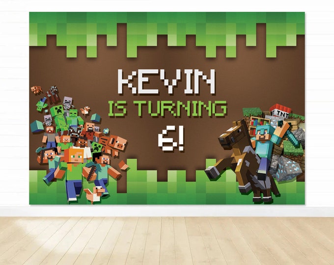 Minecrafter Backdrop, Personalized, Printable, Cars Birthday, Digital ...