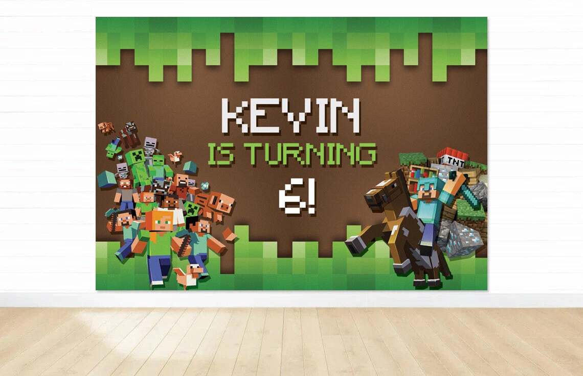 Minecrafter Backdrop, Personalized, Printable, Cars Birthday, Digital ...
