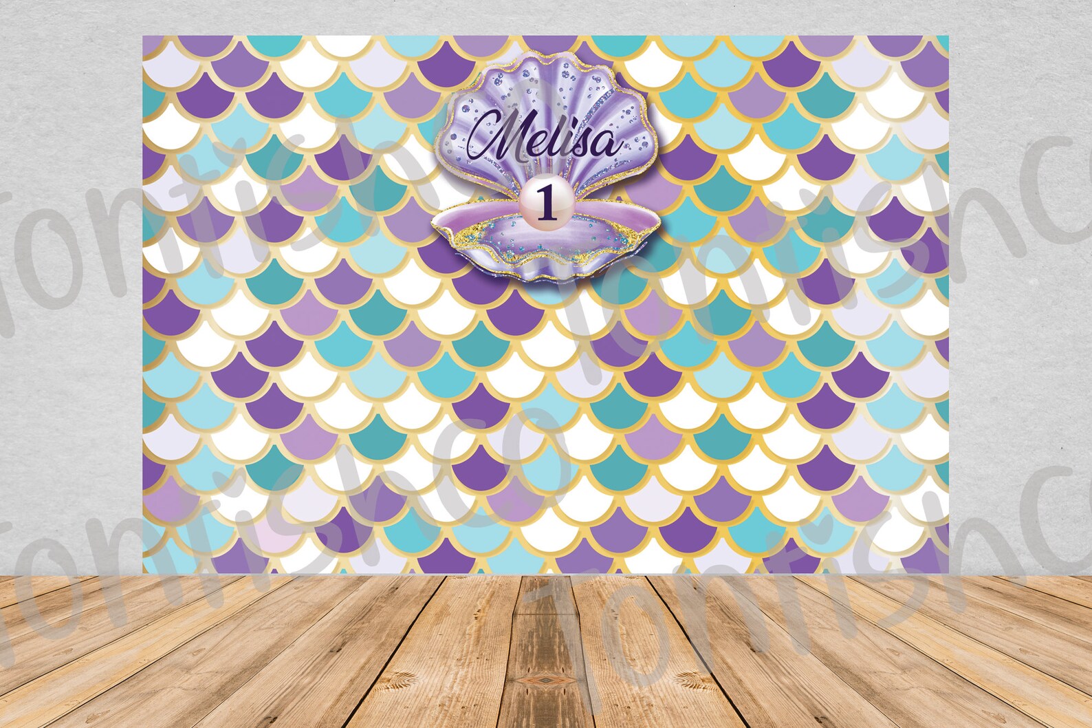 Personalized Mermaid Backdrop Personalized Printable First | Etsy