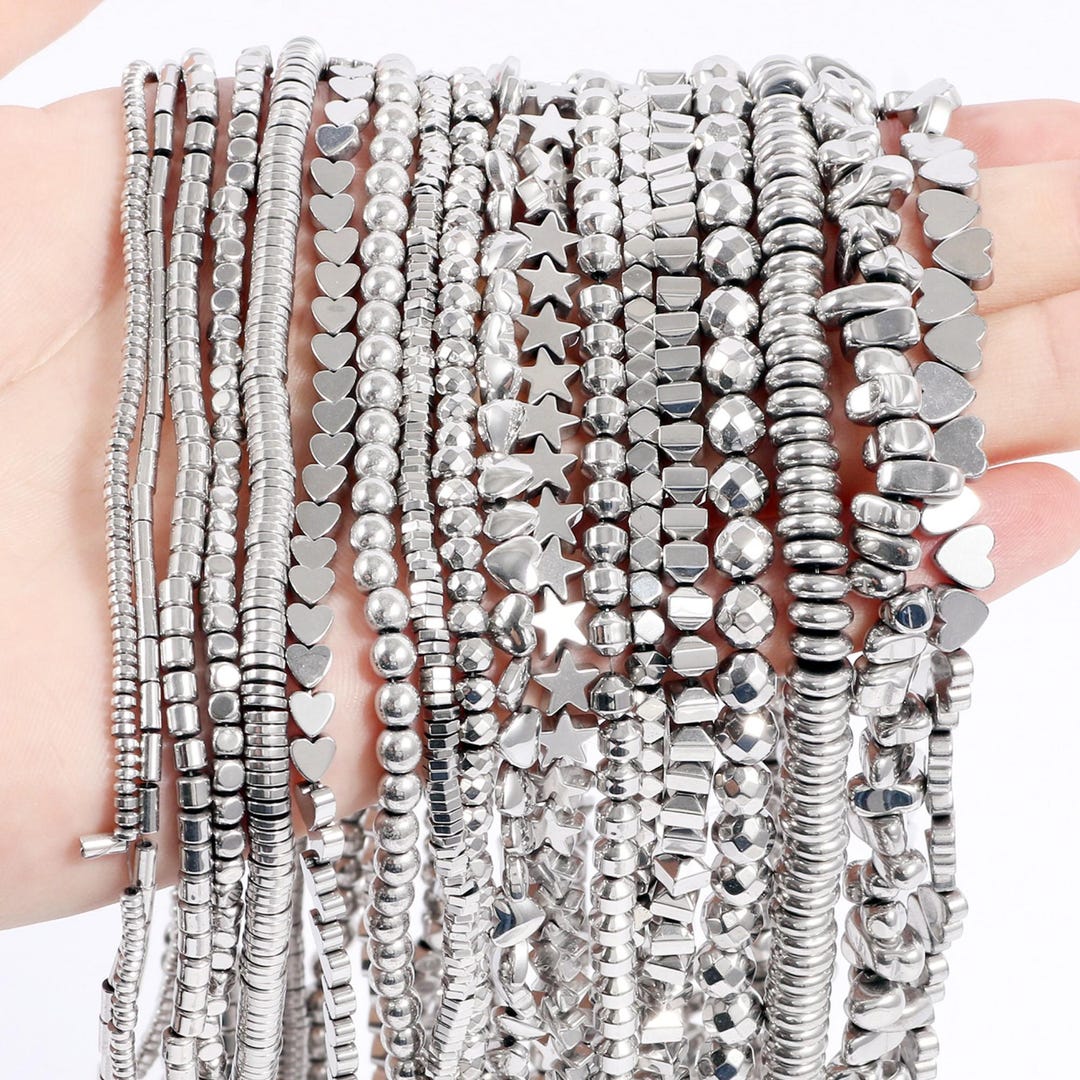Multi-shape Natural Silver Gallstone Beads,gravel Abacus Cubes Wheel ...