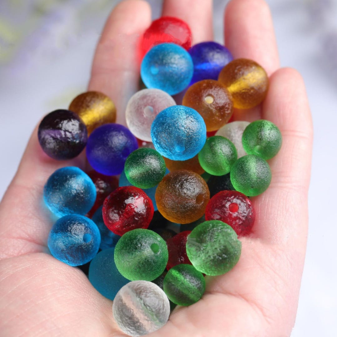 50pcs Czech Meteorite Glass Round Beads,8-14mm Heptacolor Meteorite ...