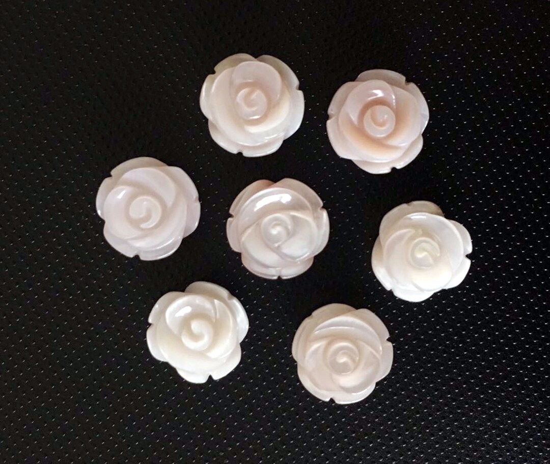 200 Pcs Natural Pink Shell Carving Flower Beads,6mm 8mm 10mm 12mm 15mm ...
