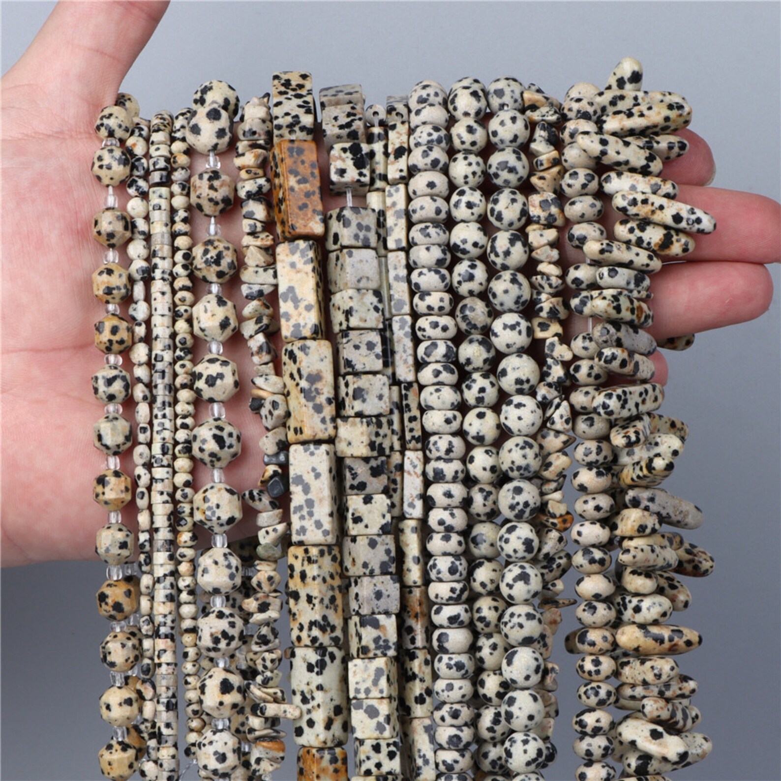 Multi-shape Natural Dalmatian Jasper Beads, Gravel Abacus Cubes Wheel ...