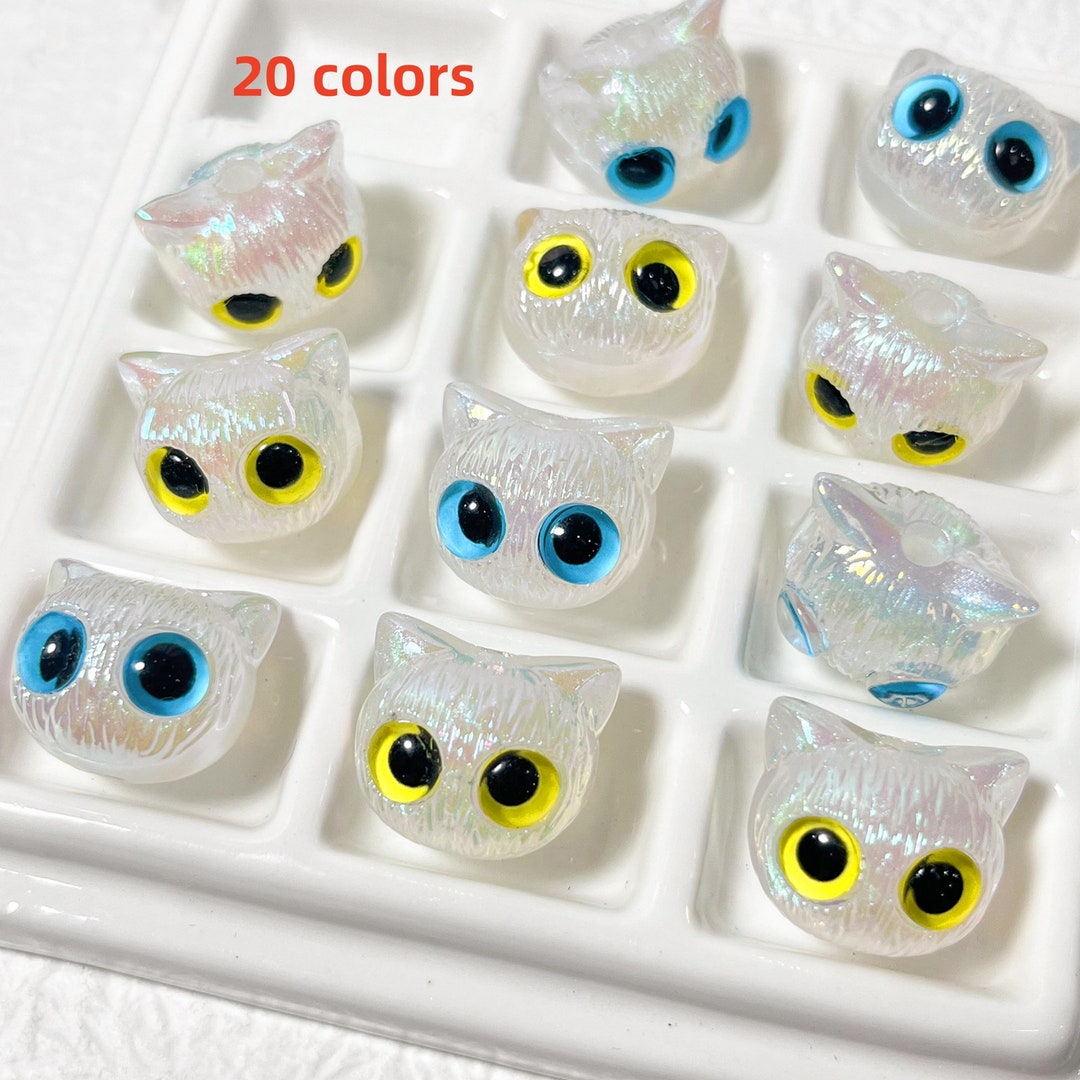 20pcs Cat Face Acrylic Beads，carved Owls Spacer Beads, Gitter Cat ...