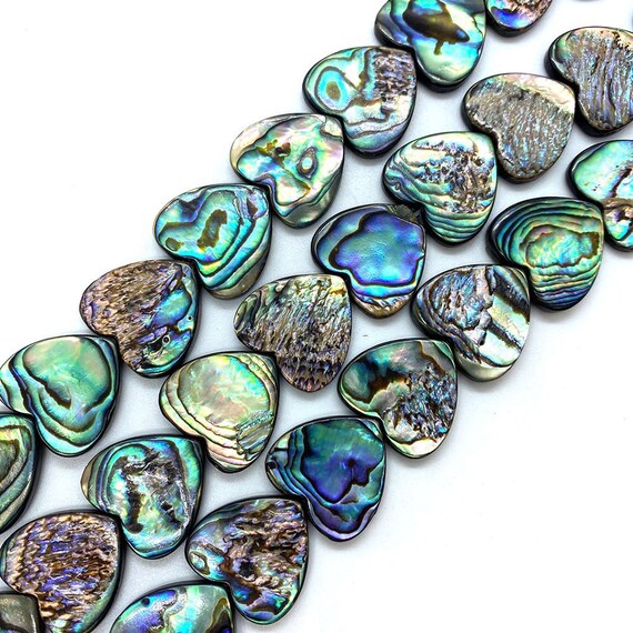 Natural Heart Shaped Abalone Shell Beads Double-sided Shell | Etsy