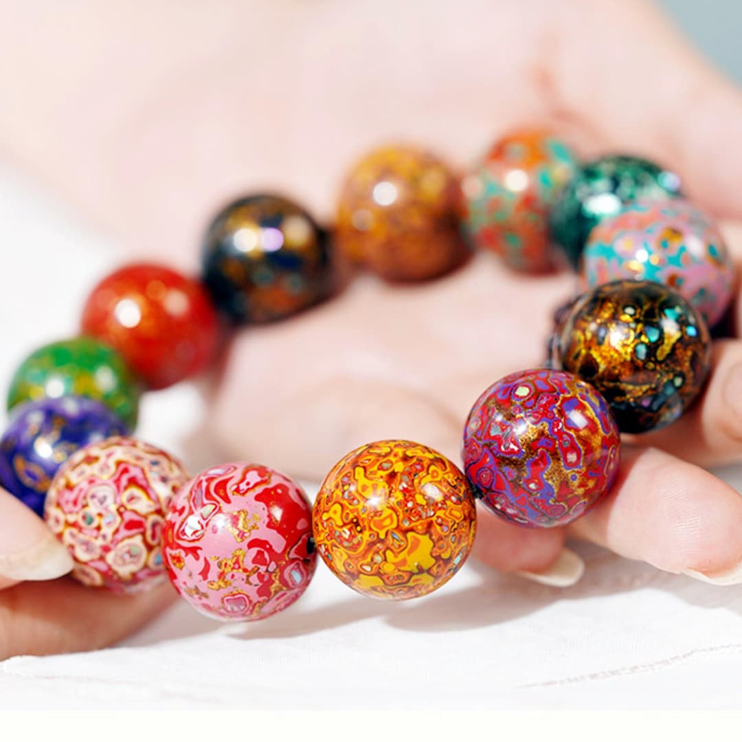 20mm Natural Lacquer Bead,mother of Pearls Inlaid Ebony Wood Bead ...