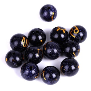 5pcs Zodiac Agate Stamping Round Beads,10mm 12 Zodiac Sign Bead, Blue ...