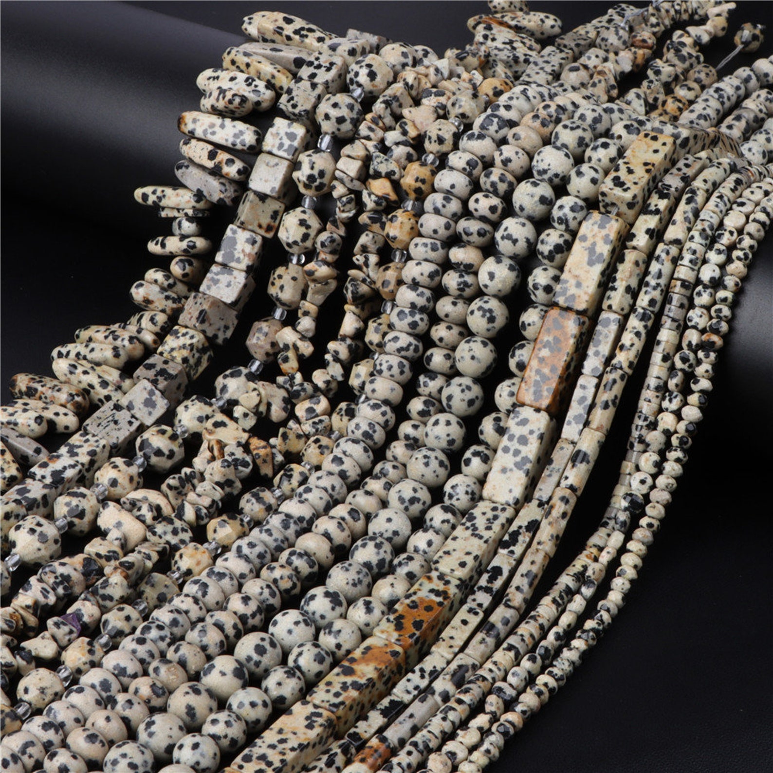 Multi-shape Natural Dalmatian Jasper Beads, Gravel Abacus Cubes Wheel ...
