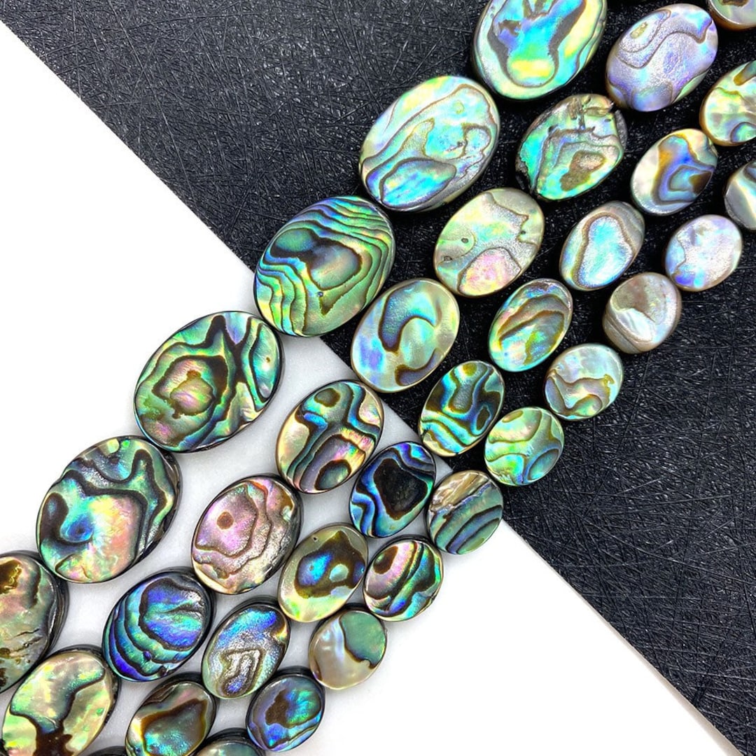 Natural Oval Shaped Abalone Shell Beads, Double-sided Shell Beads, DIY ...