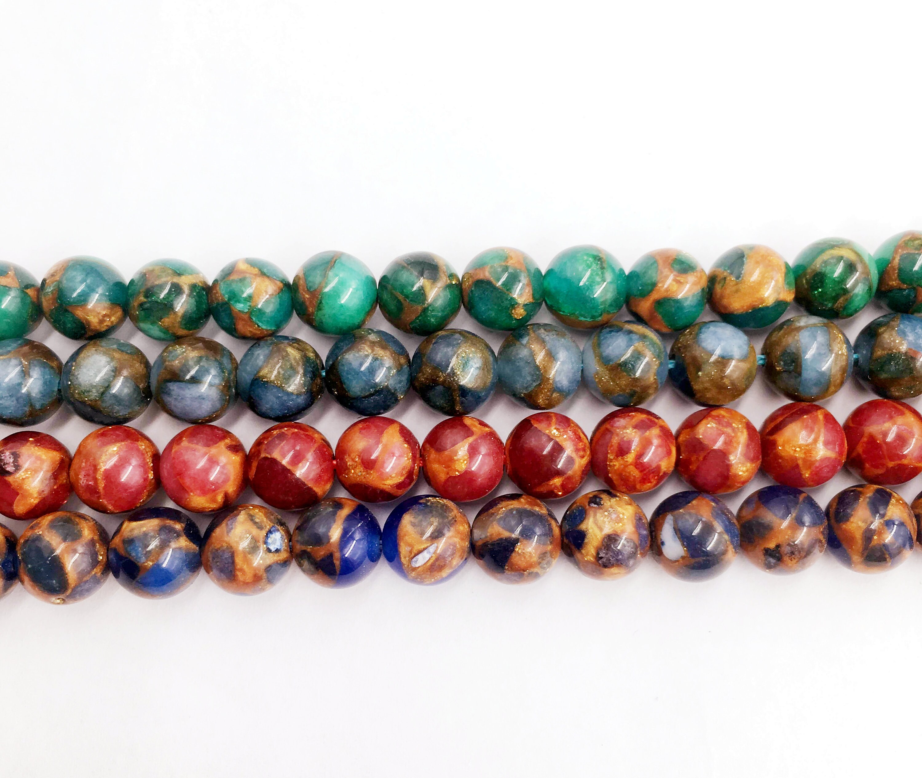 Natural Multicolor Mosaic Smooth Beads4mm 6mm 8mm 10mm 12mm - Etsy
