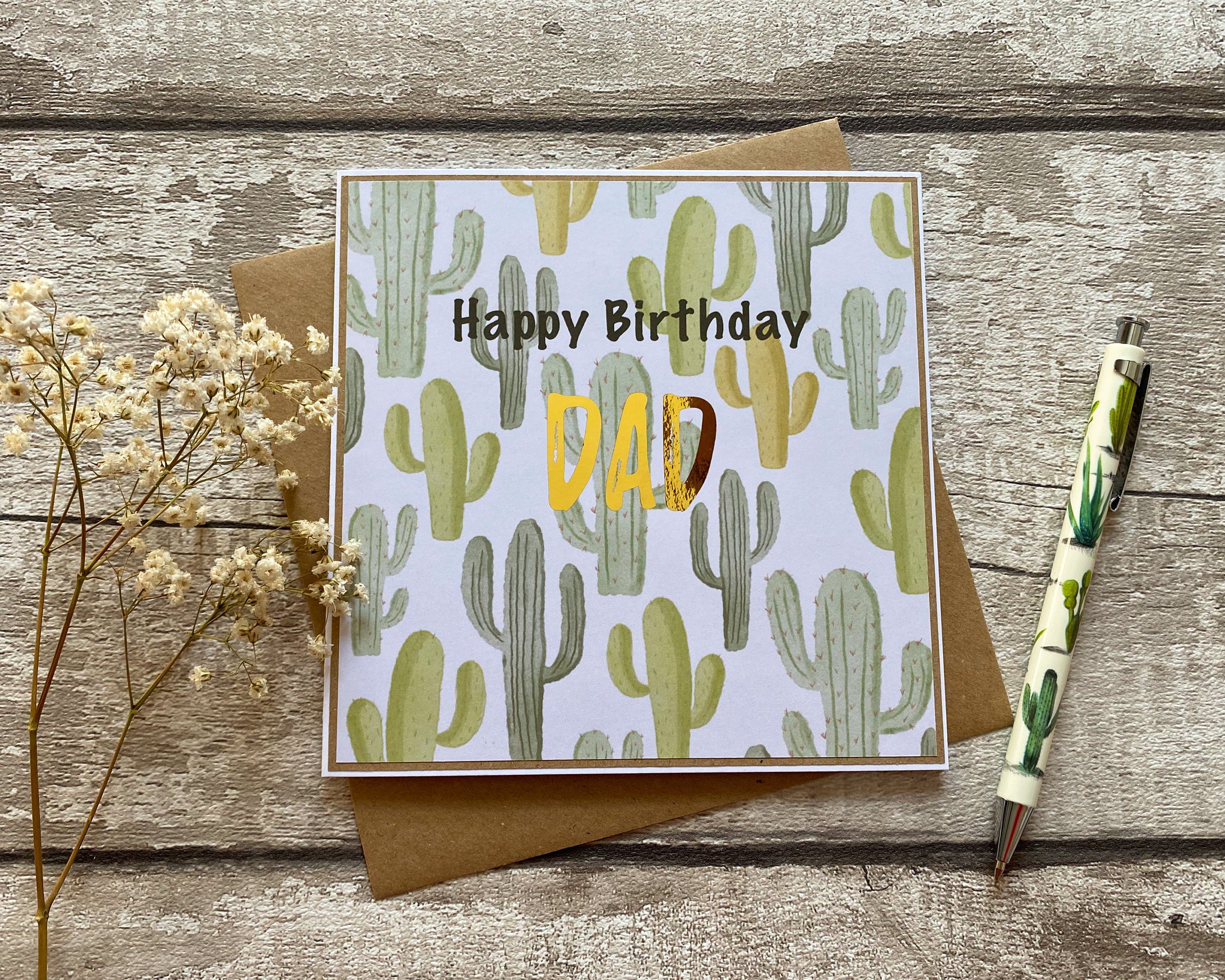 Dad Birthday Card Cactus Card for Dad Birthday Card for Him - Etsy