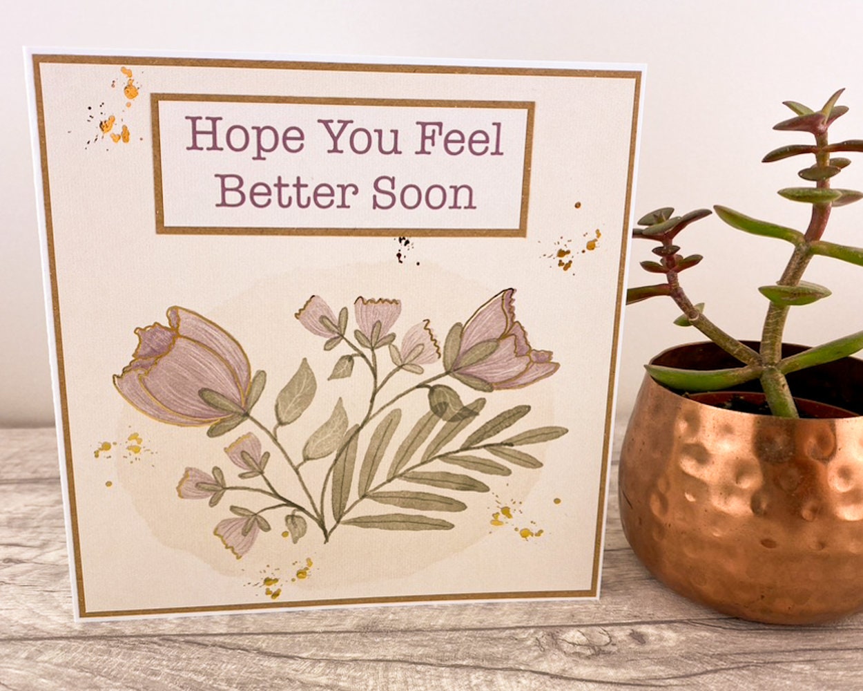 Hope You Feel Better Soon Greeting Card Gold Foil Card | Etsy