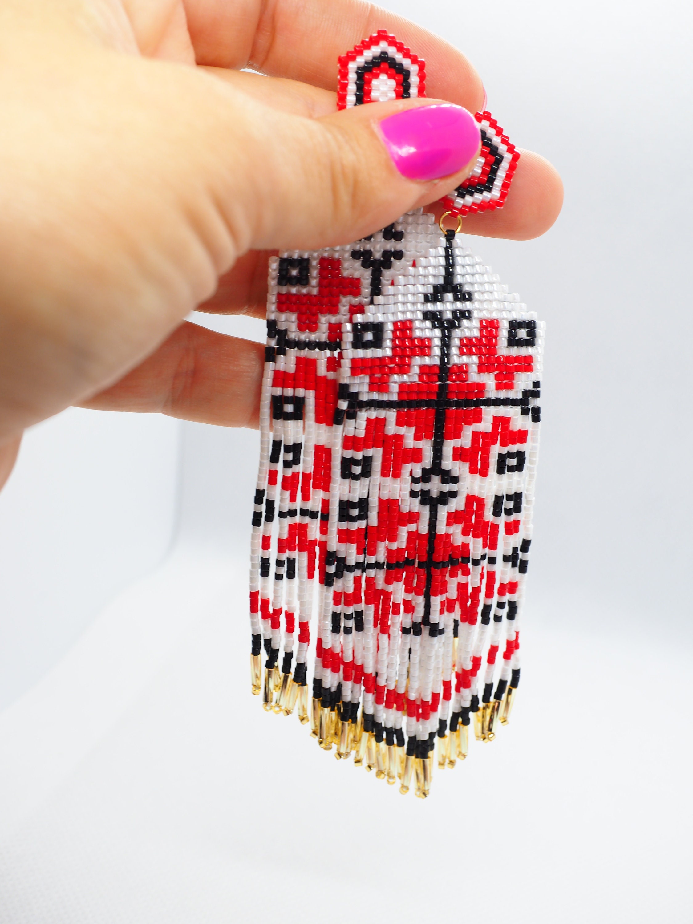 Pendientes flores miyuki / floral miyuki earrings / pendientes dorados ...