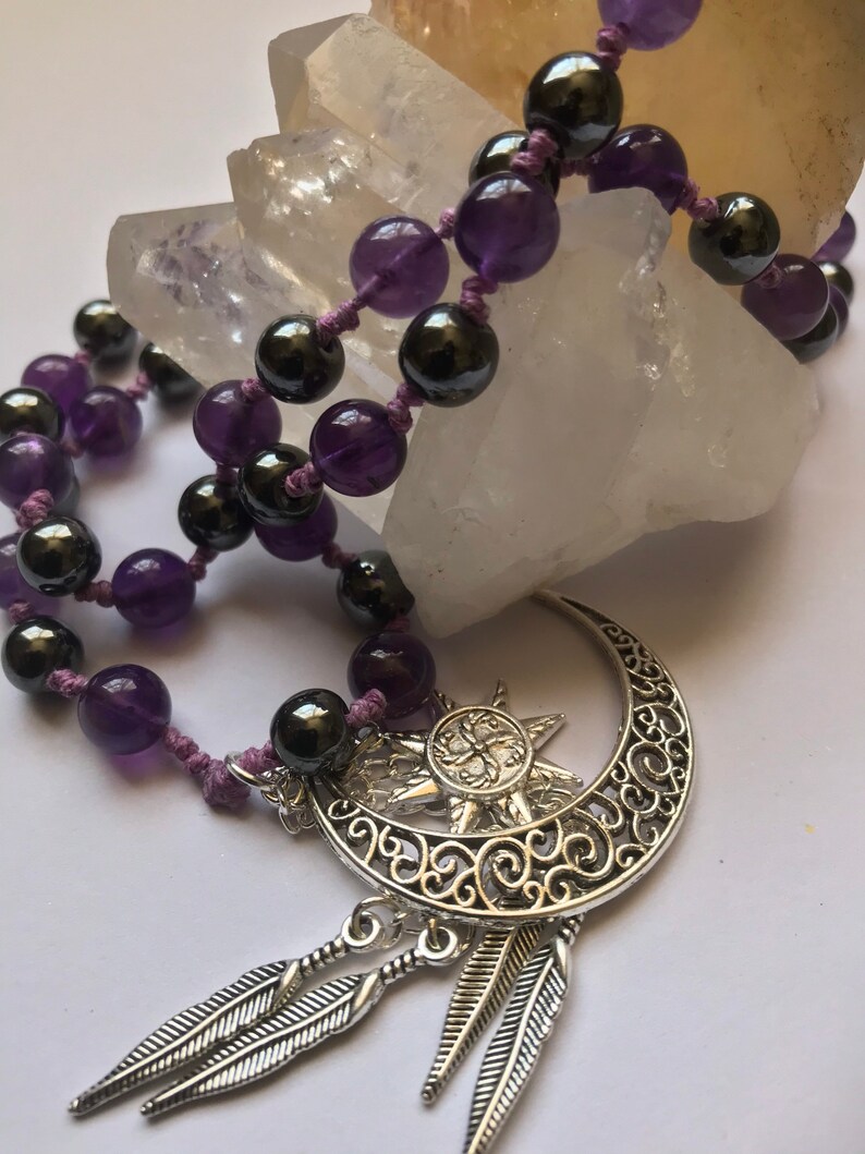 Handmade Amethyst and Hematite 54 Bead Mala Cleanse Ground - Etsy