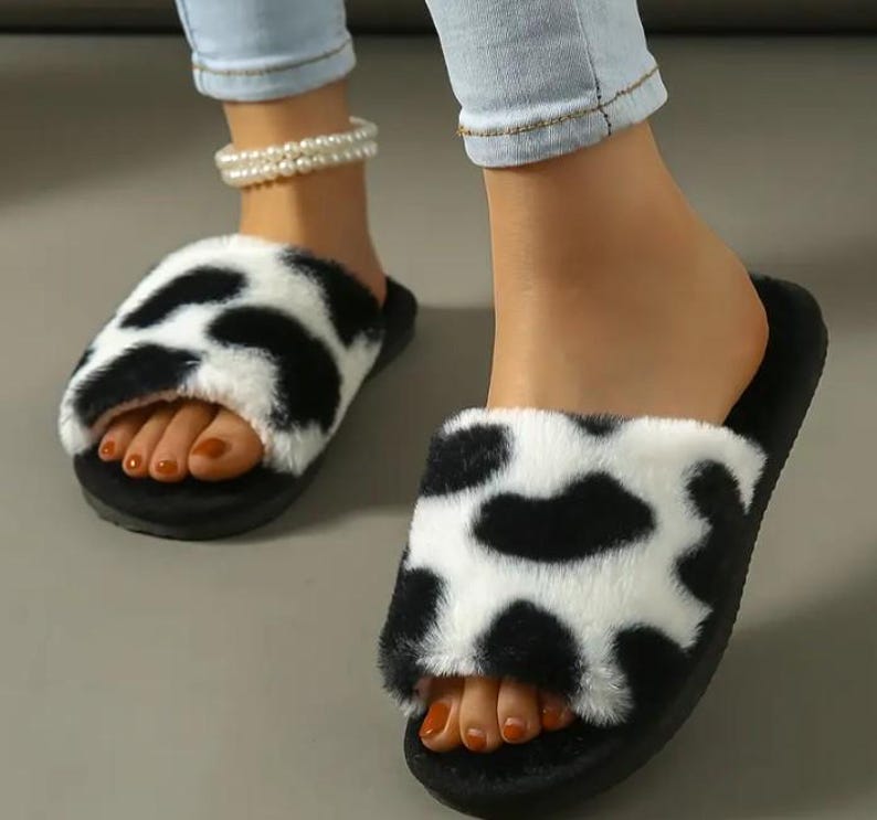 Cow Pattern Cozy Sandals - Vaquita Sandals - Etsy