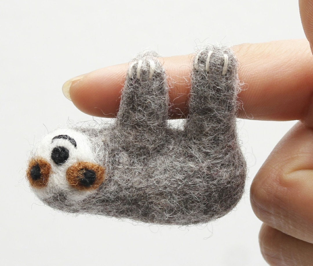 PRE-ORDER Mini Finger Sloth Pure Wool Felted Child Mini Toy Accessory ...