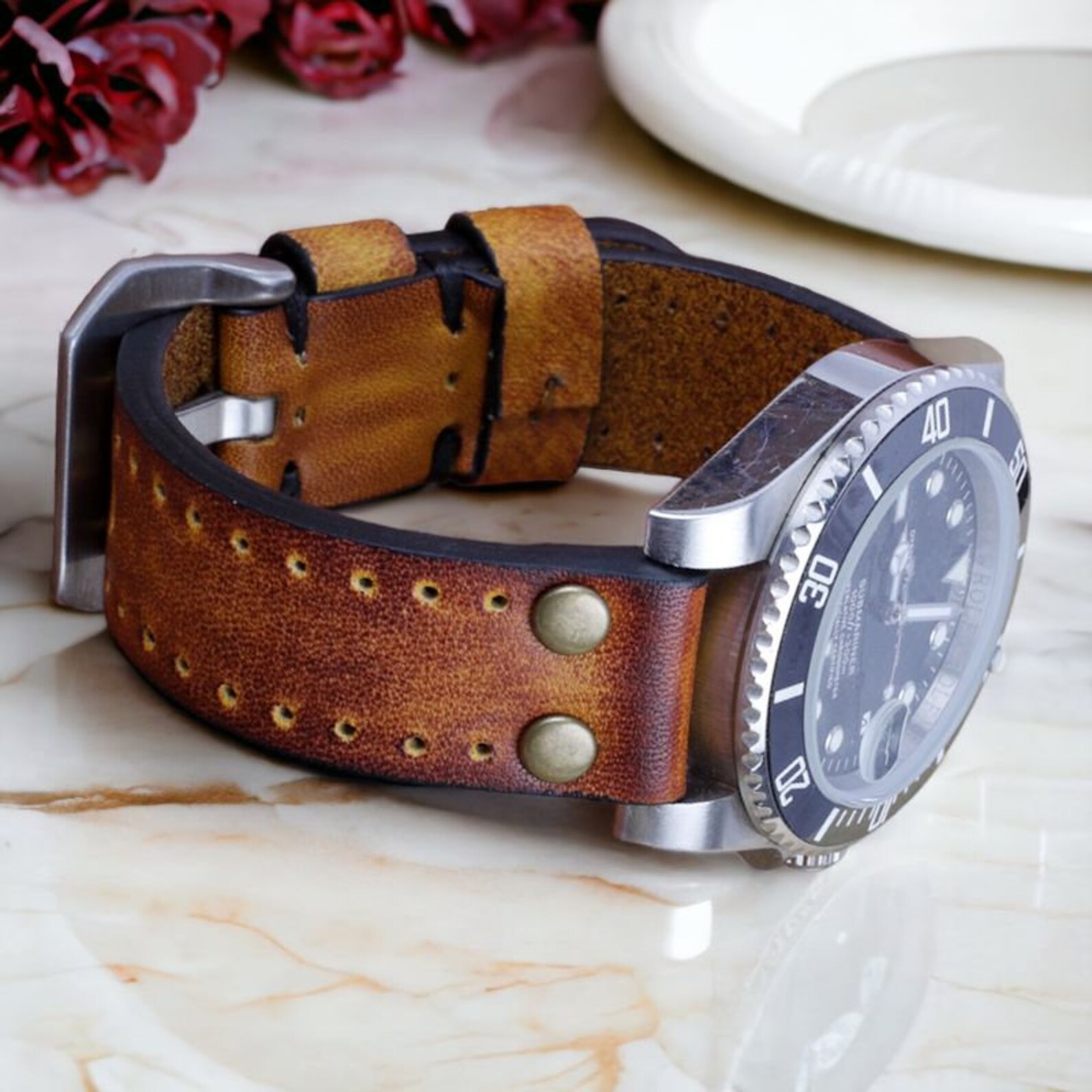 18 Mm 20mm 22mm 24mm 26MM Panerai Replacement Band Genuine Leather ...