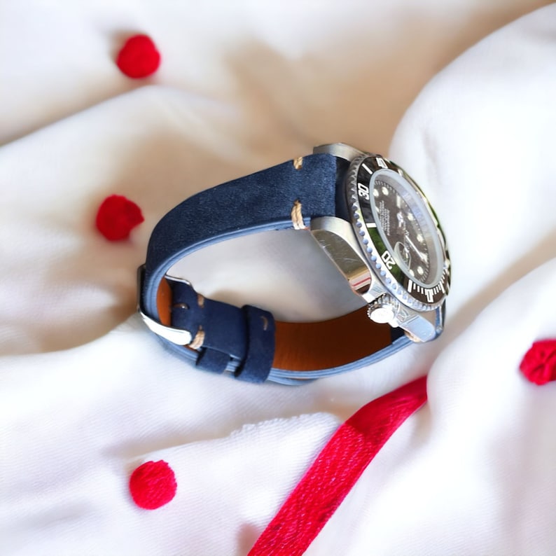 Suede Leather Watch Strap for Omega X Swatch Speedmaster Moonswatch ...