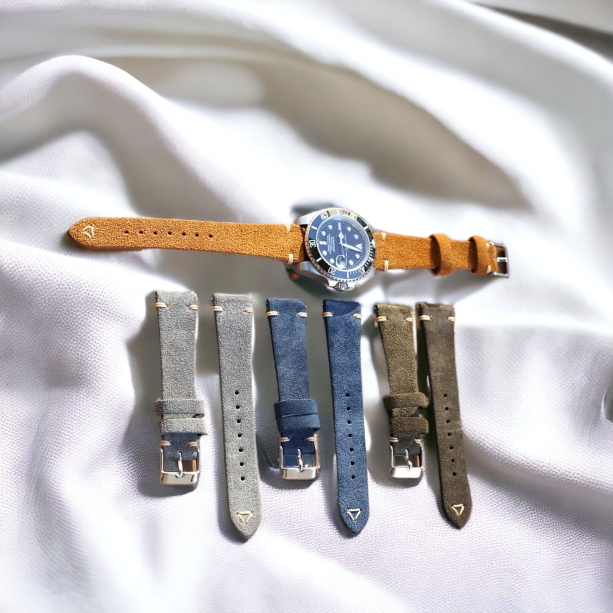 Suede Leather Watch Strap for Omega X Swatch Speedmaster Moonswatch ...