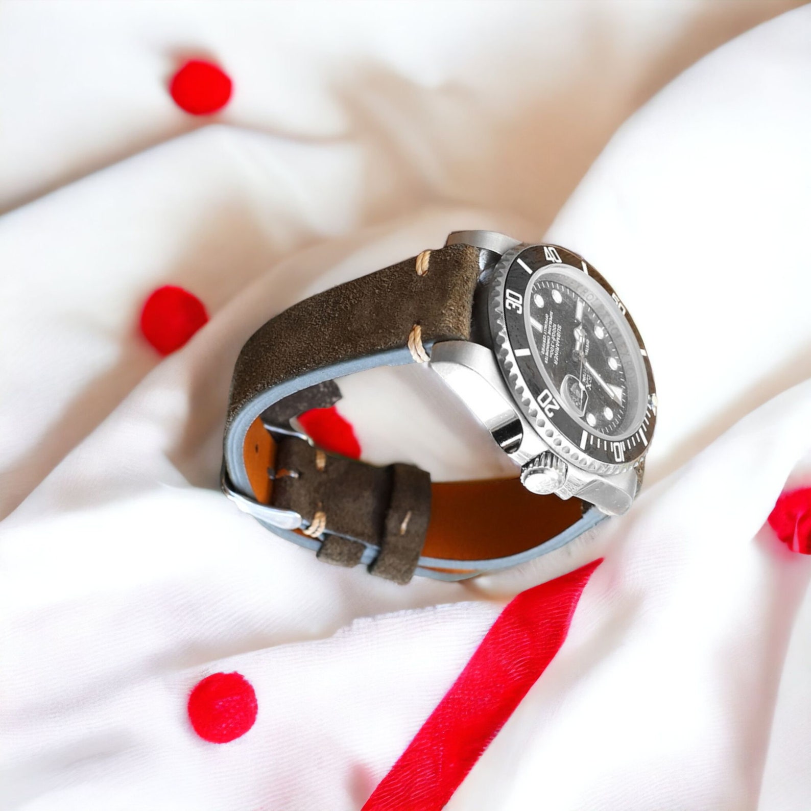 Suede Leather Watch Strap for Omega X Swatch Speedmaster Moonswatch ...