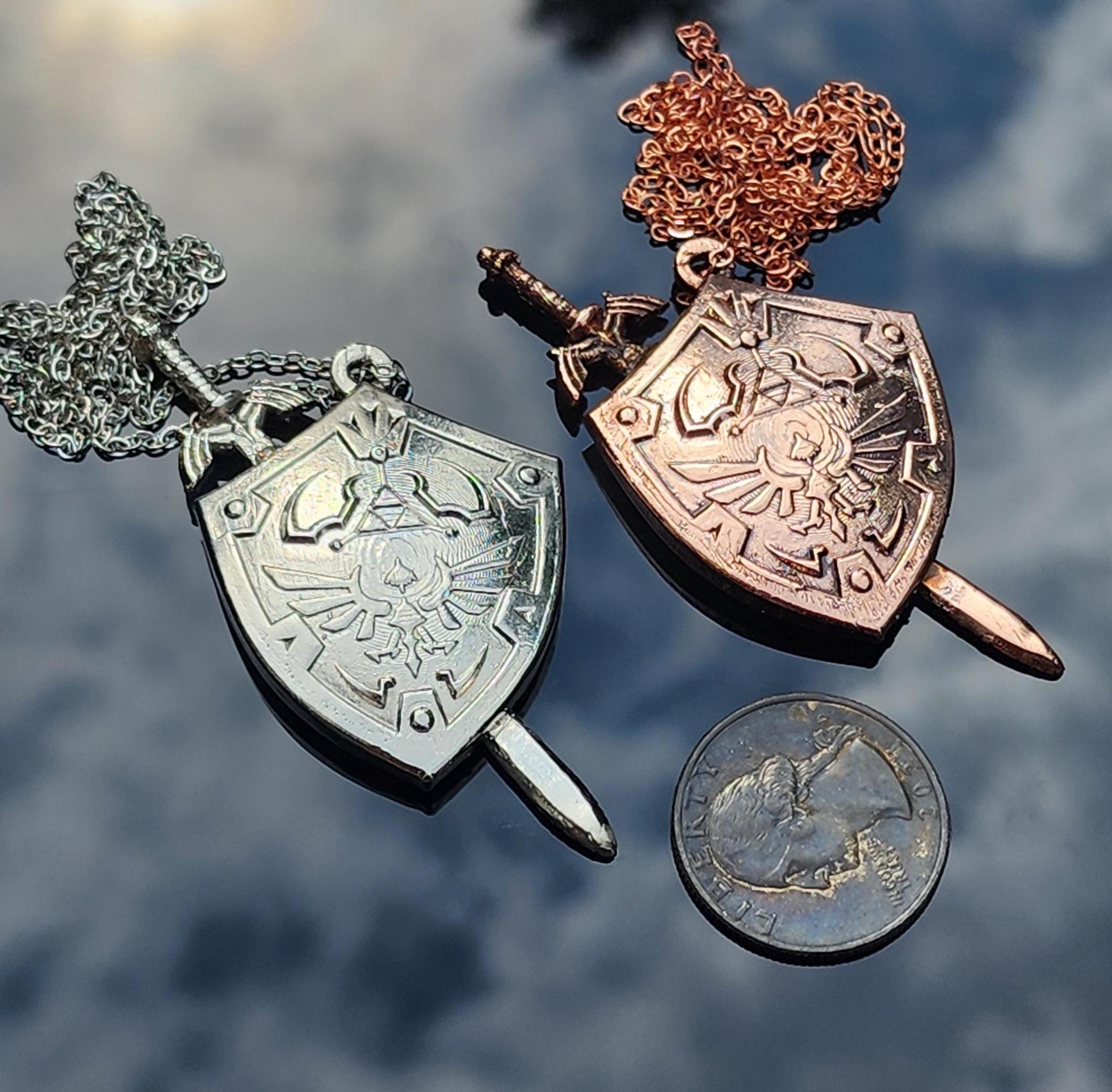 Hylian Shield & Master Sword Pendant Necklace - Nickel Plated - the ...