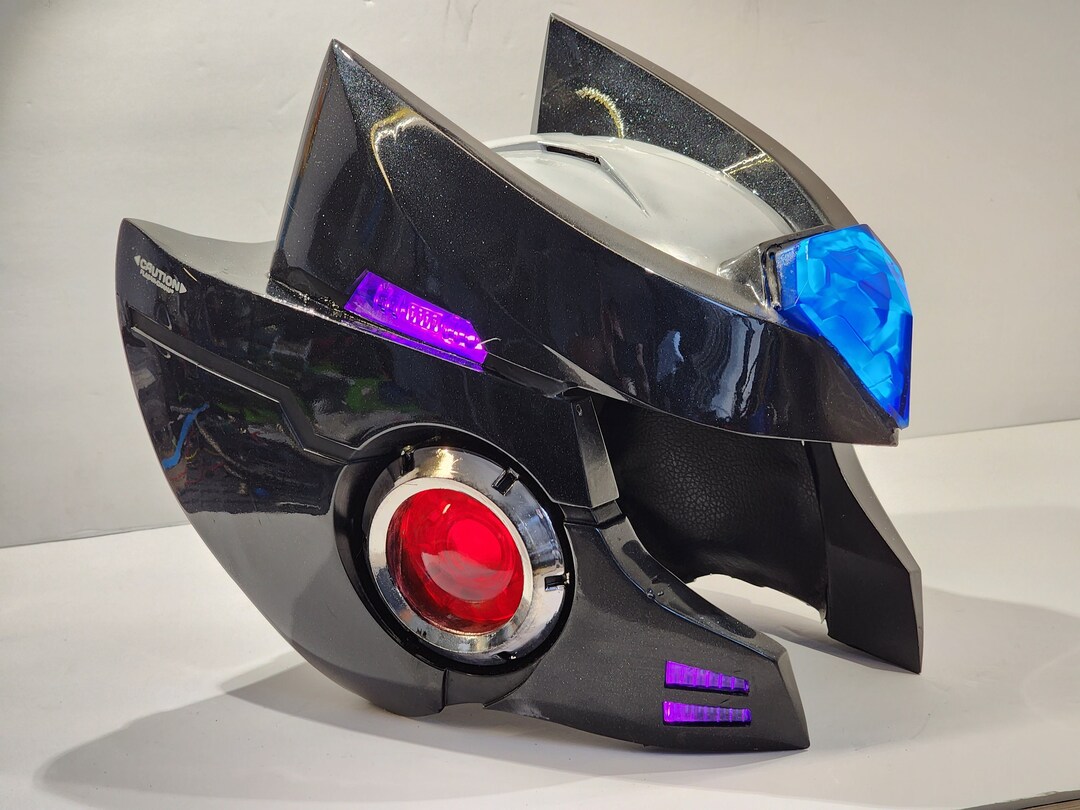 Zero Helmet Mega Man X Metallic Black - Fully Lit, Wearable 1:1 Scale ...