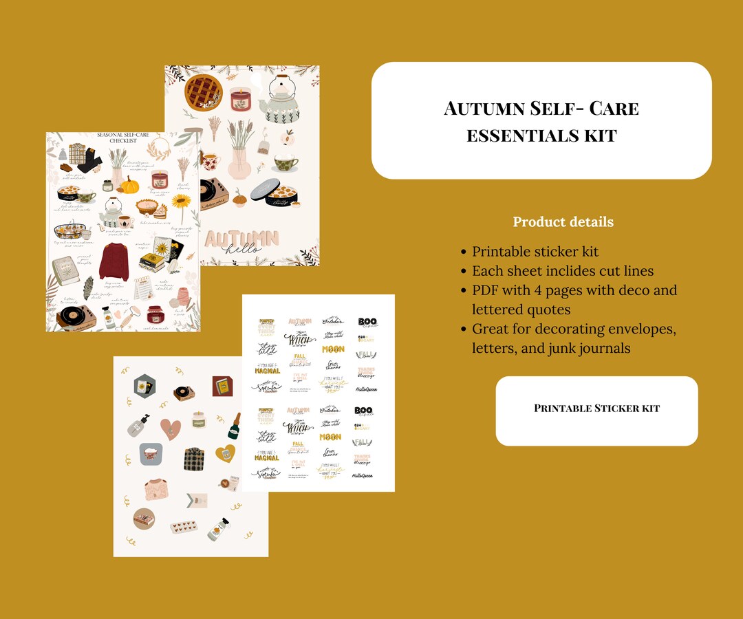 Autumn Self Care Essentials Collage Kit | Printable | Journaling ...