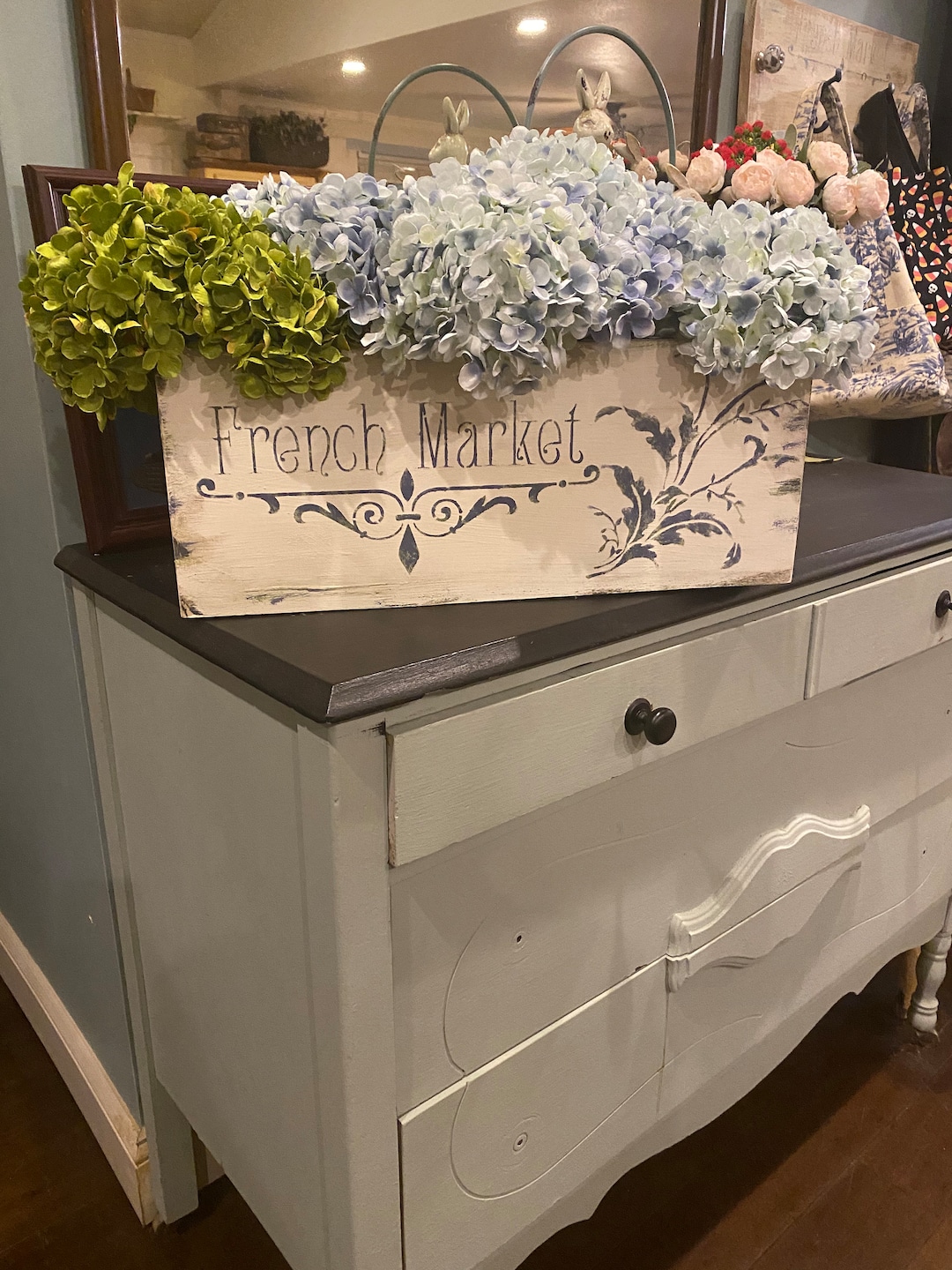 20x8x8 Stunning French Country Shabby Chic French Market Pine Box With ...