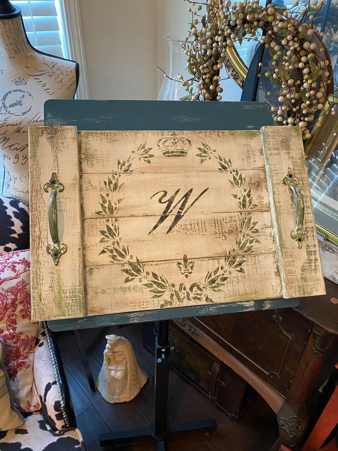 22x14” Rustic French Country Farmhouse Tray/wall Monogrammed French ...