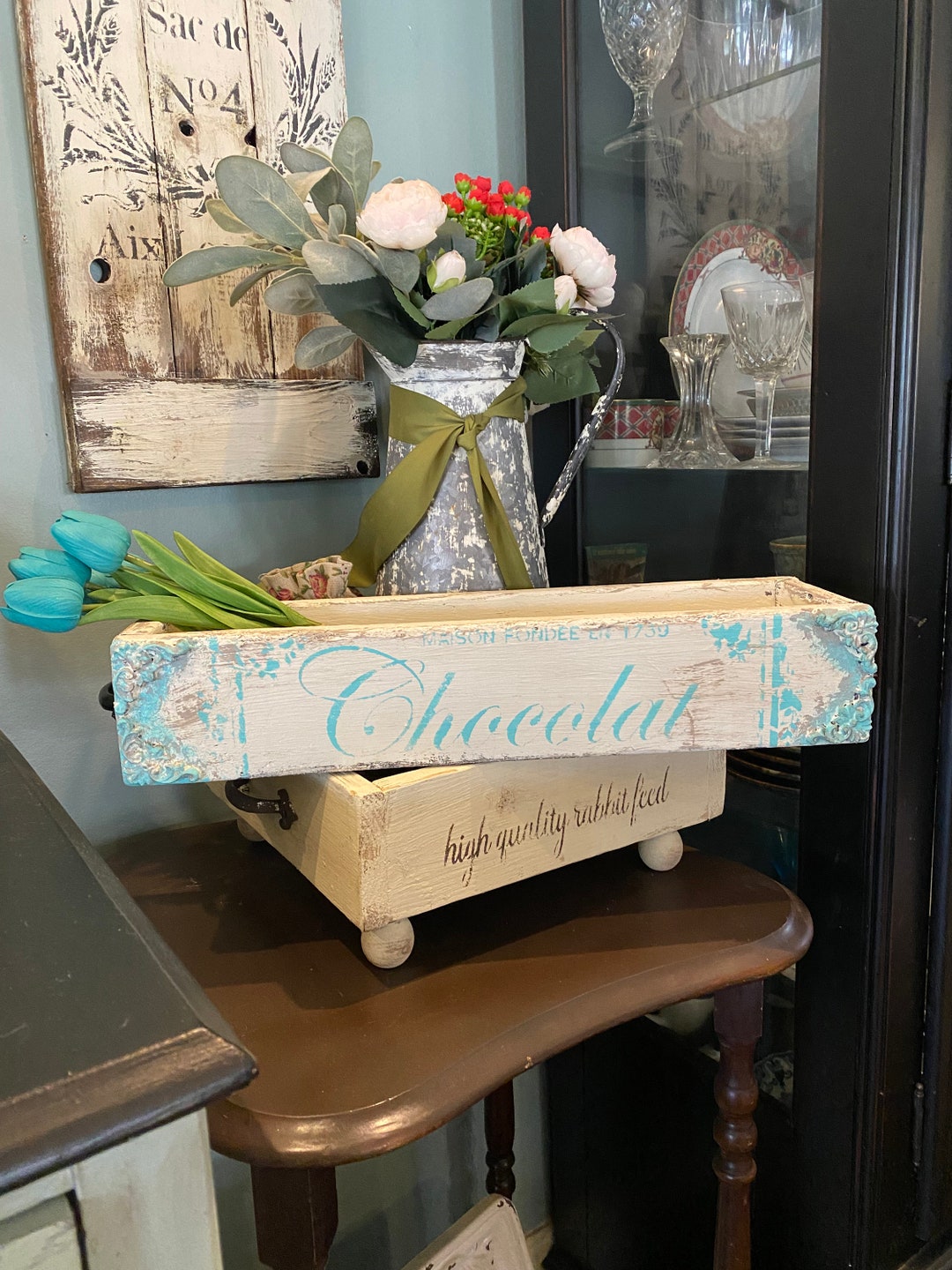 CLEARANCE! 1 Ready Ship!! Tiffany Blue 18x5x3.5 French Country Rustic ...