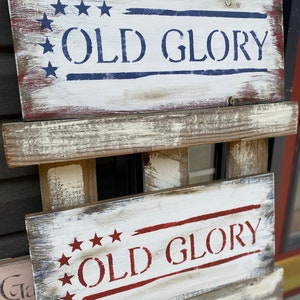 Rustic Primitive Red White & Blue, Navy or Red Old Glory Pine Wood ...