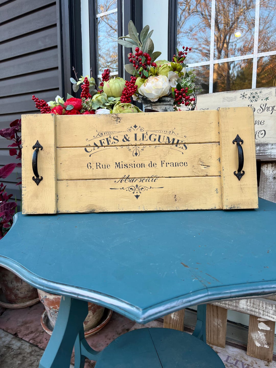1 READY SHIP! Rustic French Country Mustard Yellow Cafe Legume Wall ...