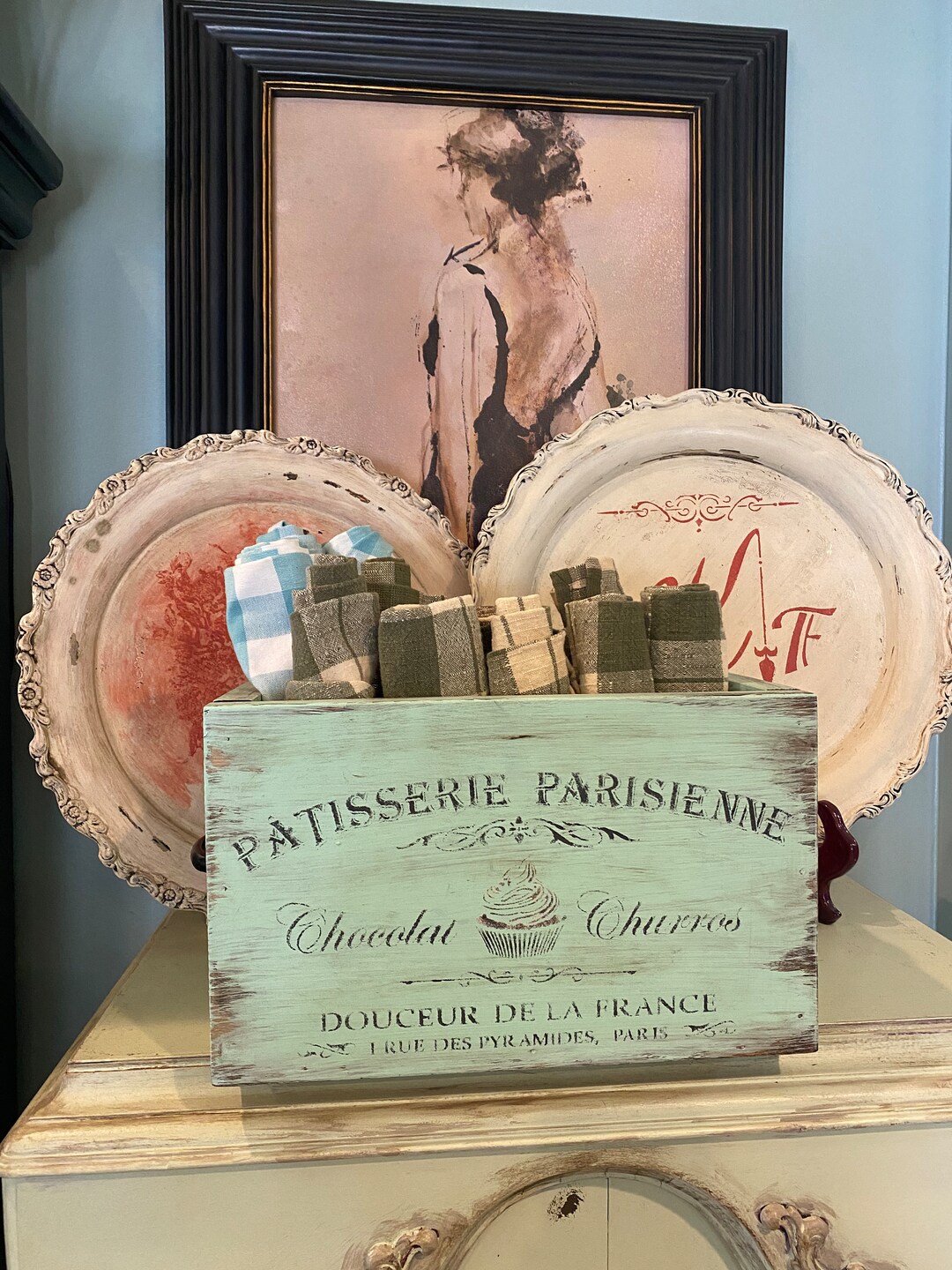 Patisserie Parisienne Vintage Mint Green French Country Shabby Chic ...