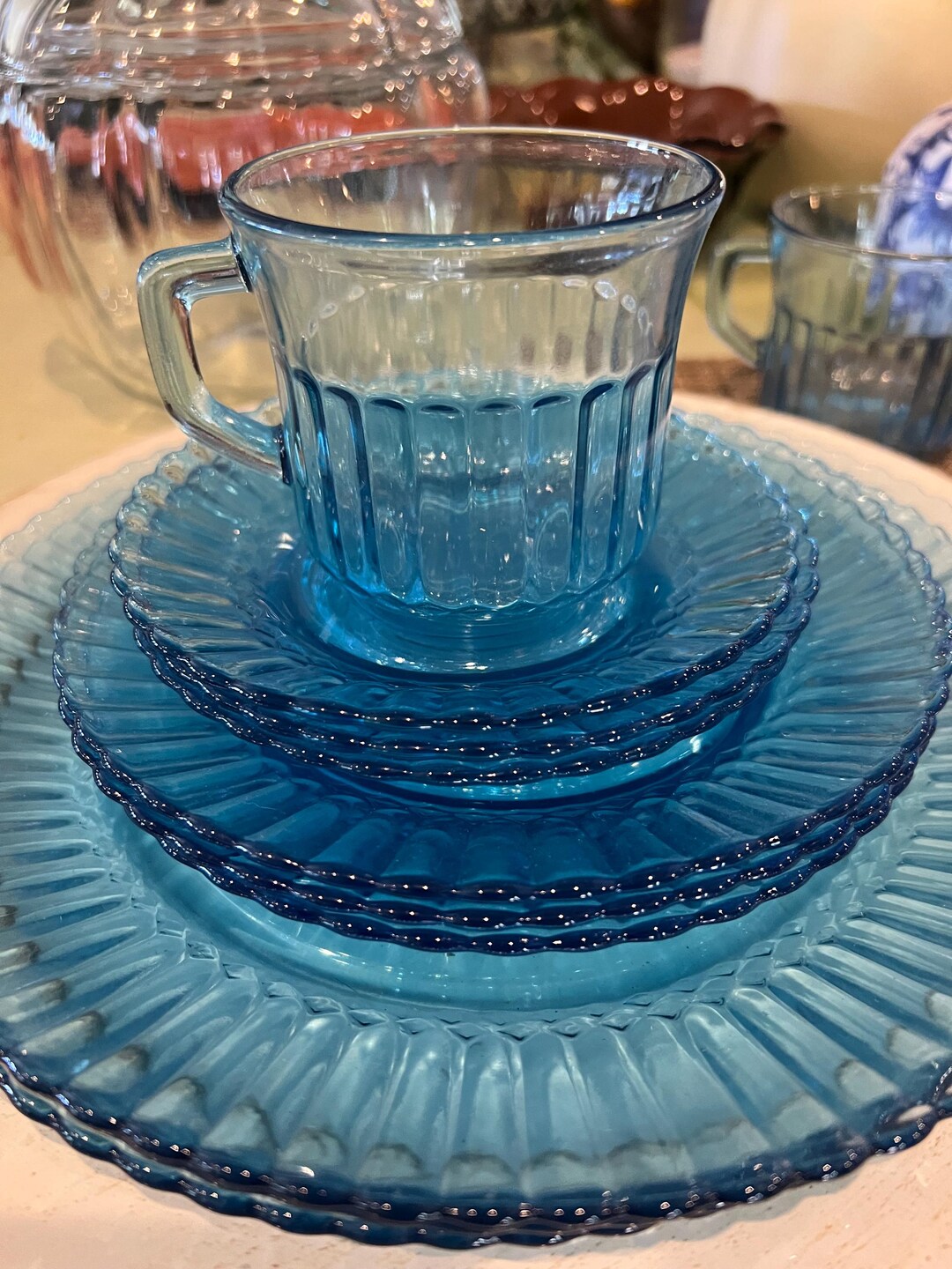 New 1960s Beautiful 20 Piece Full Set Ice Blue Azure Forte Crisa ...