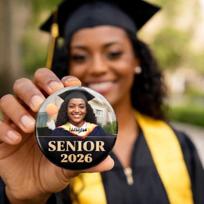 Custom Graduation Button With Photo | High School Senior 2026 Pin ...