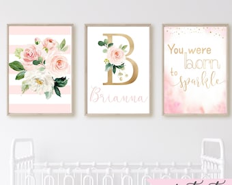 Printable Pink Floral Nursery Wall Decor for Baby Girl | Etsy