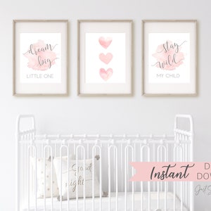 Printable Pink Nursery Wall Decor for Baby Girl Nursery | Etsy
