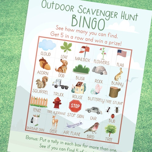 Toddler Outdoor Scavenger Hunt Bingo Game Printable Download - Etsy