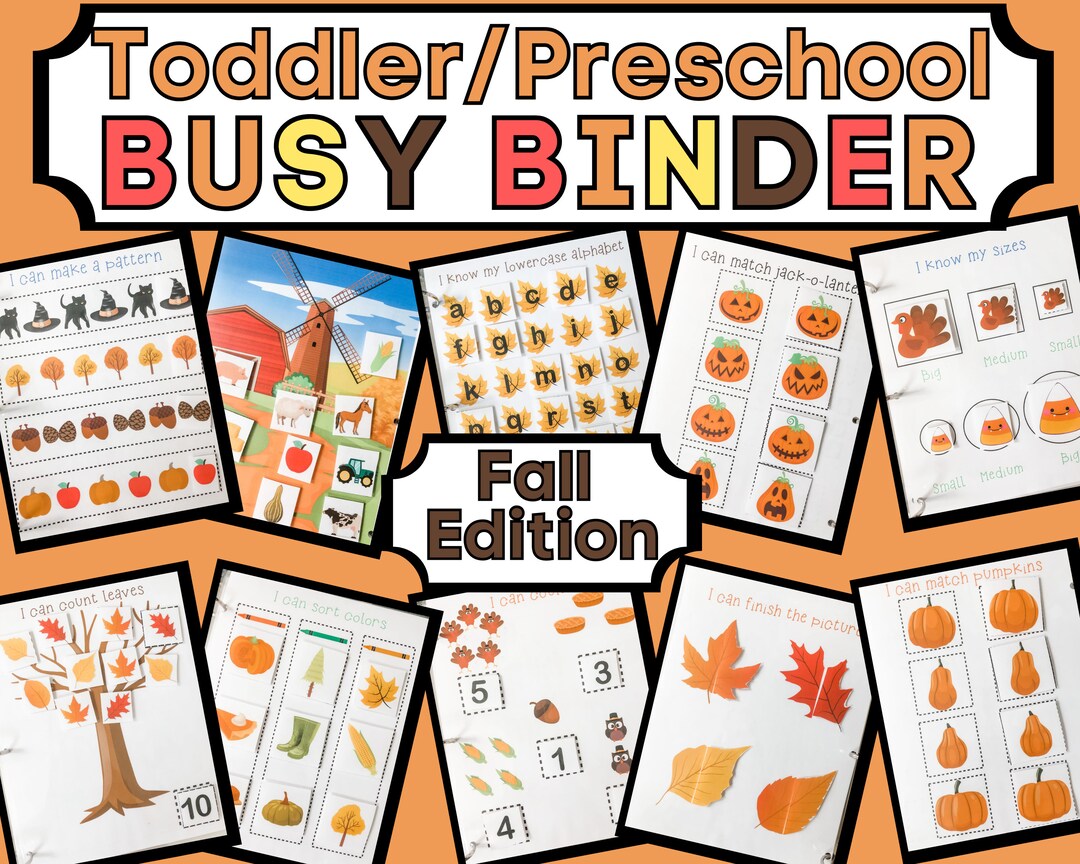 Fall Printable DIY Toddler + Preschool Busy Binder -quiet Book of ...