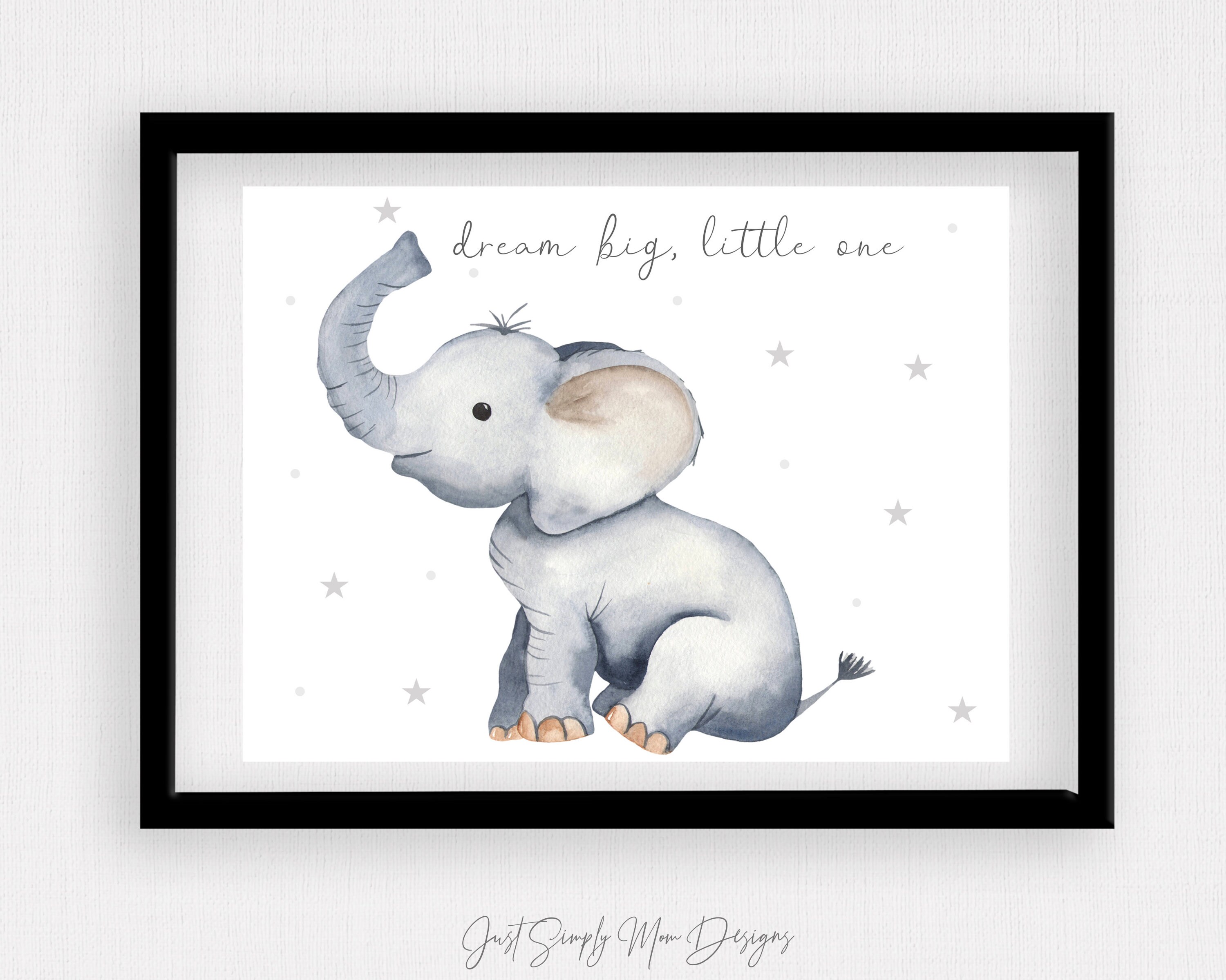 Neutral Grey Elephant Nursery Wall Decor for Baby Boy or Girl | Etsy