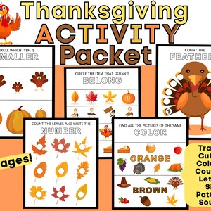 Thanksgiving Toddler & Preschool Learning Activity Packet -quiet Book ...