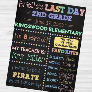 Last Day of School Sign Printable and Customizable Sign for Quarantine ...