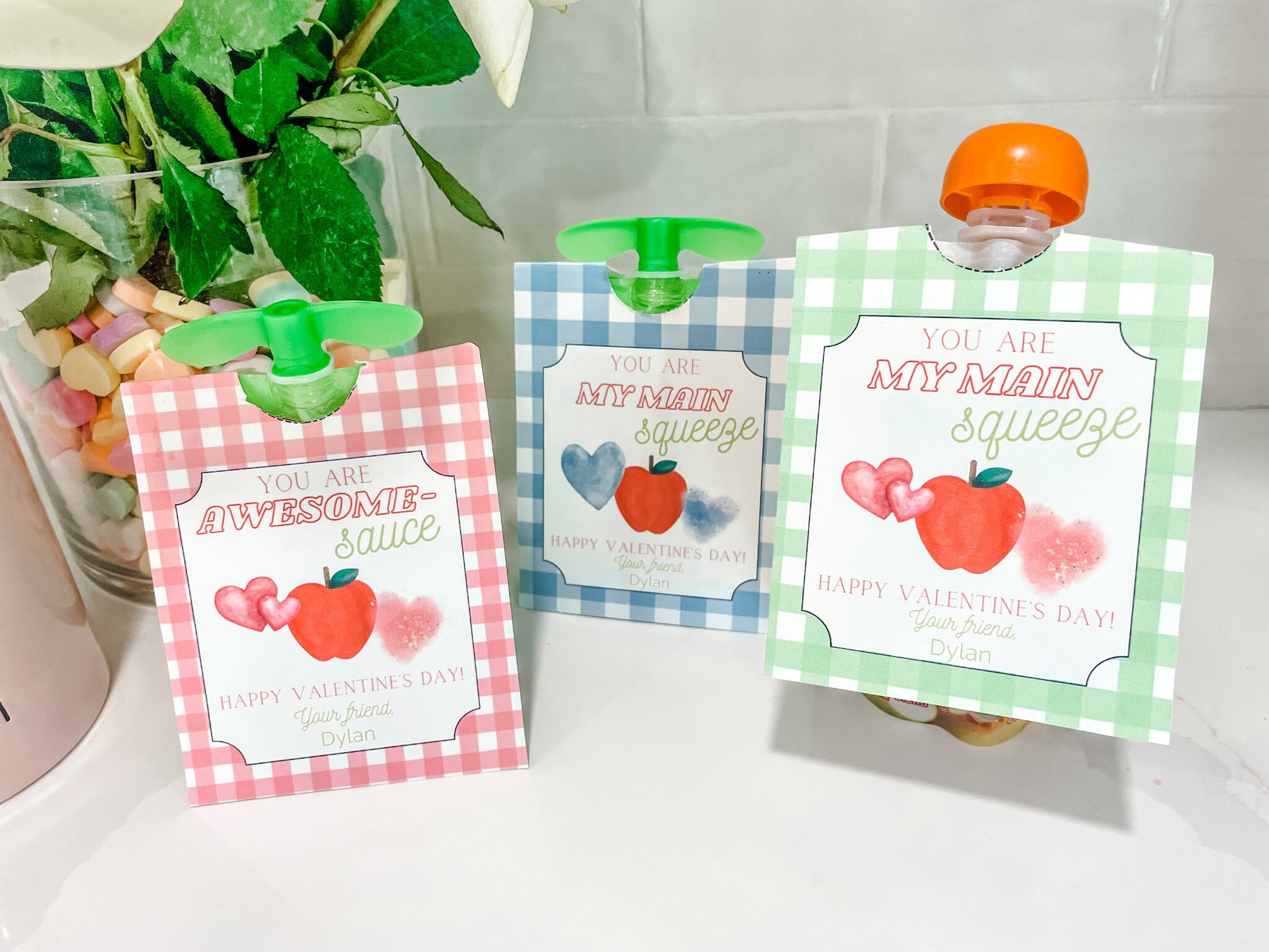 Printable Valentine's Day Tag Label for Applesauce Pouch -valentine's ...