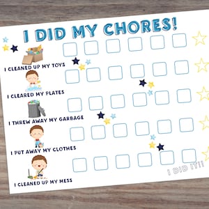 Toddler Chore Chart printable Reward Sticker Chart Young Children ...