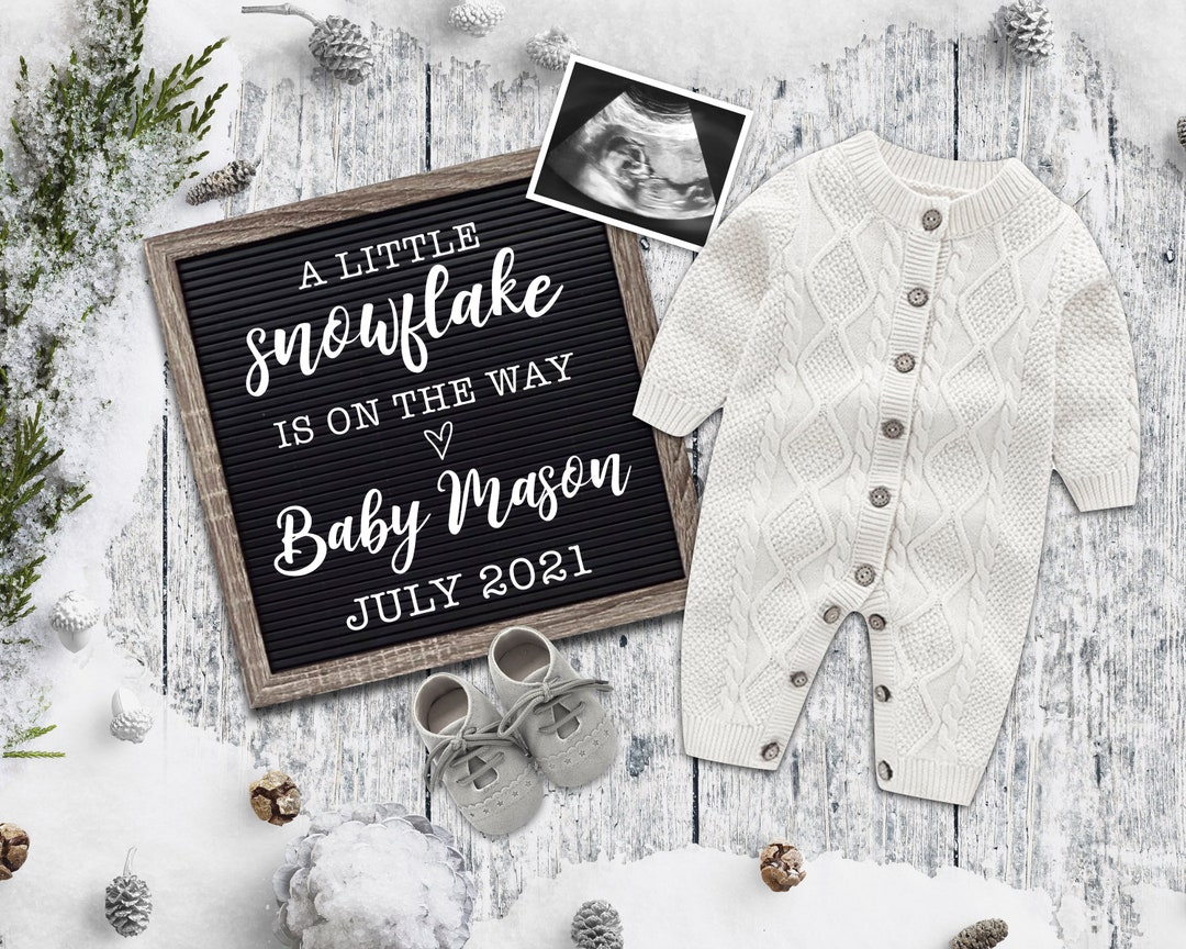 Winter Digital Pregnancy Announcement for Social Media - Expecting ...