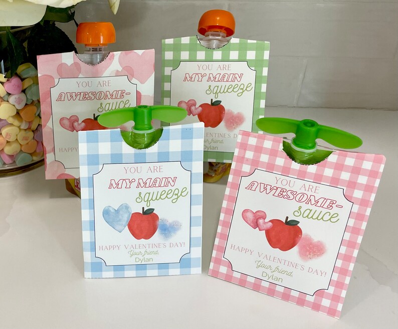 Printable Valentine's Day Tag Label for Applesauce Pouch - Etsy