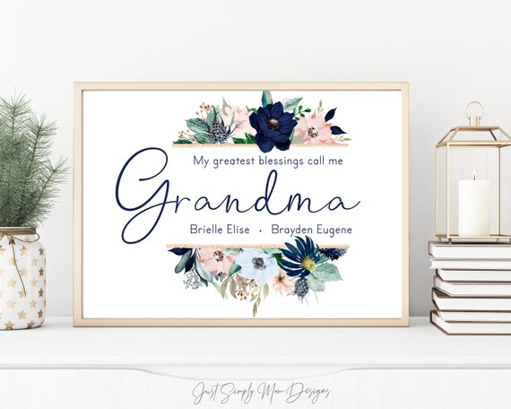 Floral Grandma Sign for Mother's Day Gift Personalized - Etsy