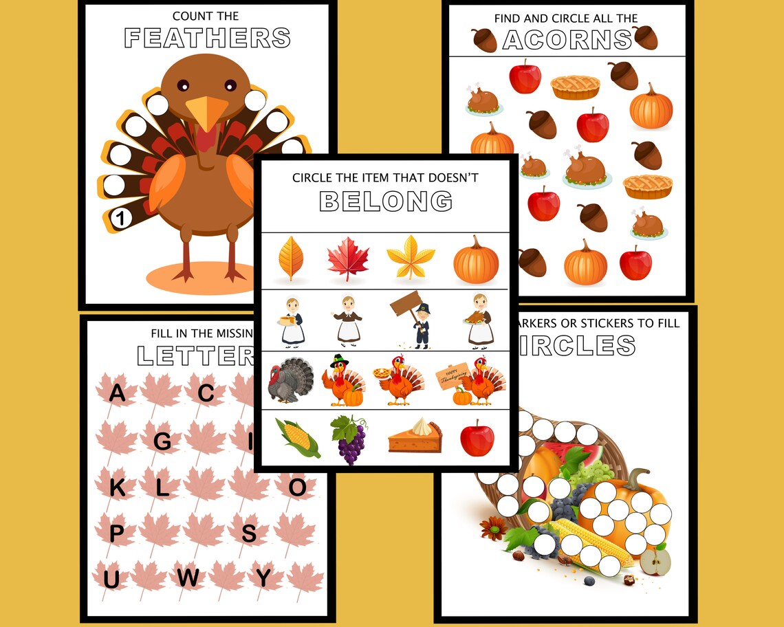 Thanksgiving Toddler & Preschool Learning Activity Packet -quiet Book ...
