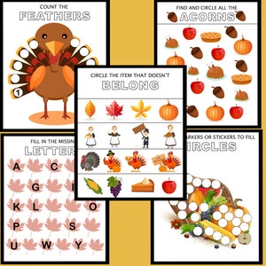 Thanksgiving Toddler & Preschool Learning Activity Packet -quiet Book ...