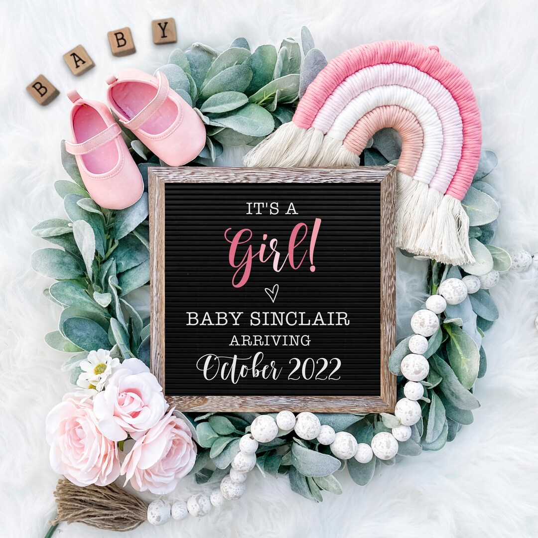 Girl Digital Pregnancy Announcement for Social Media - Rainbow Baby ...